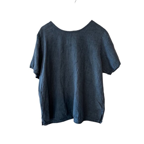 Flax | Tops | Flax Womens Linen Top Size Large Blue Boxy Lagenlook ...